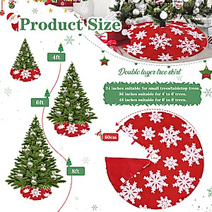 24 Inch Tree Skirt Small Red Christmas Tree Skirts with White Snowflakes Faux Fur Xmas Tree Decorations