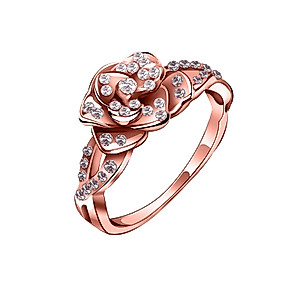 Cock Ring Set Engagement Out Jewelry Wedding Women Gift Commemorate Accessories Ring Rings (Rose Gold, 5)