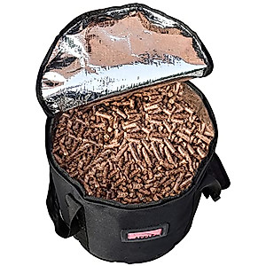 20LBs Fuel Pellet Storage Bag - Wood Pellet Container - Smoker Pellet Dispenser - Wood Pellet Storage Bucket - Anti-Shock Foam Layer Reduces Wood Pellets/Charcoal Chipping