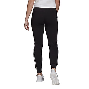 adidas Women's Essentials Fleece Tapered Cuff Pants, Black/White, Medium