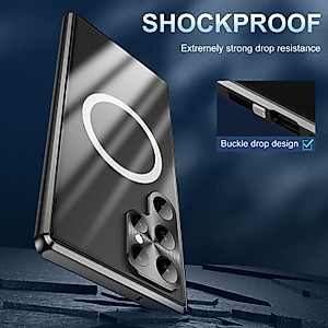 Jonwelsy Anti Peeping Case for Samsung Galaxy S23 Ultra, Double-Sided 360 Degree Protection Cover Compatible with Magsafe Anti Spy Privacy Glass Magnetic Adsorption Metal Bumper for S23U (Purple)