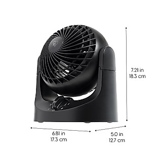 IRIS USA WOOZOO Fan, Small Desk Fan, 3 Speeds, 32ft Max Air Distance, Mini Fan 7 Inches, 112° Adjustable Tilt, 27.5 db Low Noise, Tabletop Air Circulator for Bedroom Dorm Office, Black