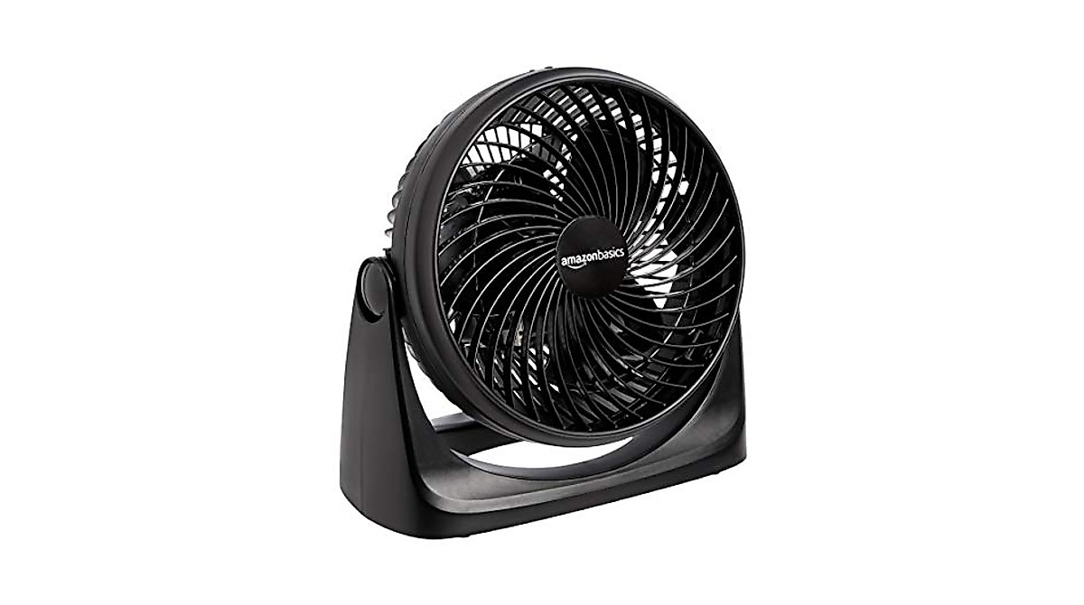 Amazon Basics Small Room Fan with 3 Speeds & 90° Tilt – Compact & Quiet