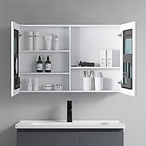 Vacolitel Luxury Rectangular Bathroom Medicine Cabinet with Mirror,Recessed or Surface Mount Bathroom Wall Cabinet,Beveled Edges,Engineered Wood (40"X26")