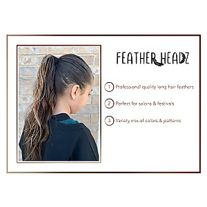 21 Natural Color Hair Feathers - 9”- 14” Long - Feathers for Hair Extension - DIY Kit - Eye-Catching Design - 20 Micro-link Beads - 100% Real Rooster Feathers - Professional Color Hair Feathers