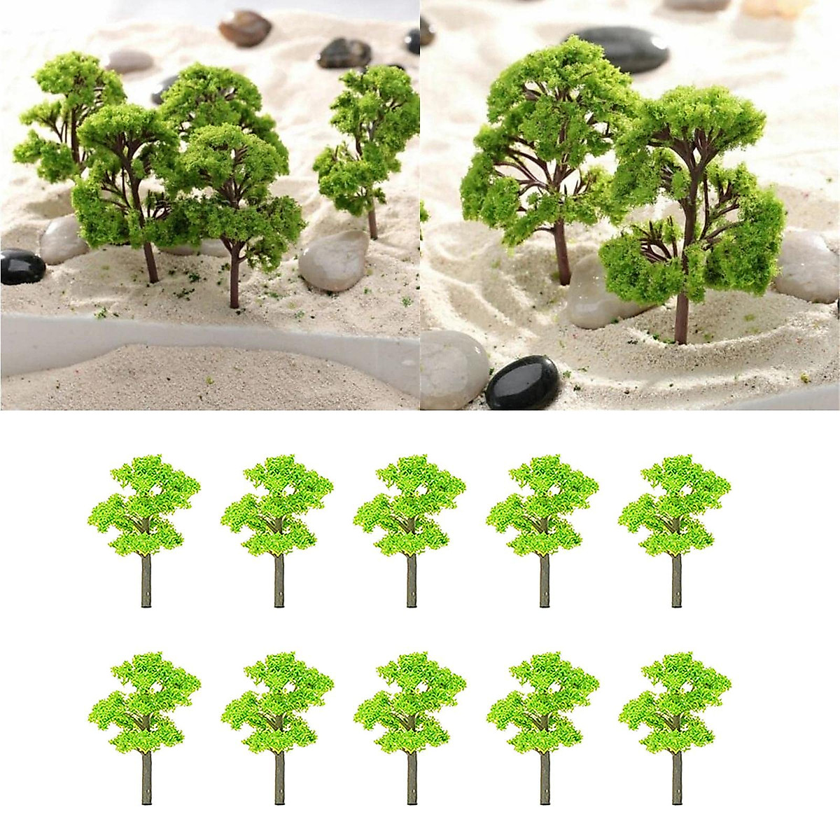 BESSTUUP 10pcs Model Trees 4/5.5/7/8.5/11.5cm Train Scenery Trees Diorama Trees Plastic Trees for Projects Model Train Landscape Kits - 5.5cm