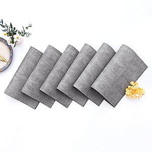 Homaxy Faux Leather Heat Resistant Placemats for Dining Table Set of 6, Waterproof Wipeable Washable PU Table Mats, Easy to Clean Anti-Slip Place Mats, 11.8" x 17", Light Grey