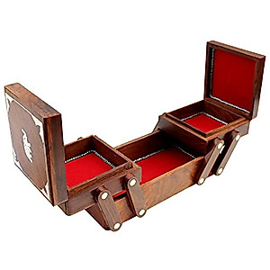 ITOS365 Handmade Wooden Jewelry Box/Case/Storage for Women Jewel Organizer Gift Items Brown