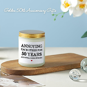 50th Anniversary Wedding Gifts for Couple, Golden 50th Anniversary Wedding Gifts for Parents Grandparents Wife Husband, 50th Wedding Anniversary Decorations, 50 Anniversary Candles (Lavender Scented)