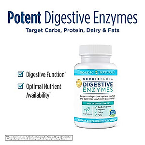 Nordic Naturals Nordic Flora Digestive Enzymes - 45 Capsules - Digestive Function, Optimizes Nutrient Availability - Non-GMO - 45 Servings