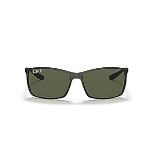 Ray-Ban Men's RB4179 Liteforce Square Sunglasses, Matte Black/Polarized Green, 62 mm + 1