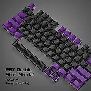 XVX Pudding Keycaps - PBT Keycaps, 165 Keys Keyboard Keycaps, OEM Profile Keycaps Set, Custom Keycaps for 61/68/84/87/82/100 Cherry Gateron MX Switches Mechanical Keyboard - Black Purple
