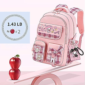 Kawaii Backpack with 18Pcs Accessories Anime Cartoon Anti-Theft Travel Aesthetic New Semester Gifts Bag with Cute Pins (Blue)