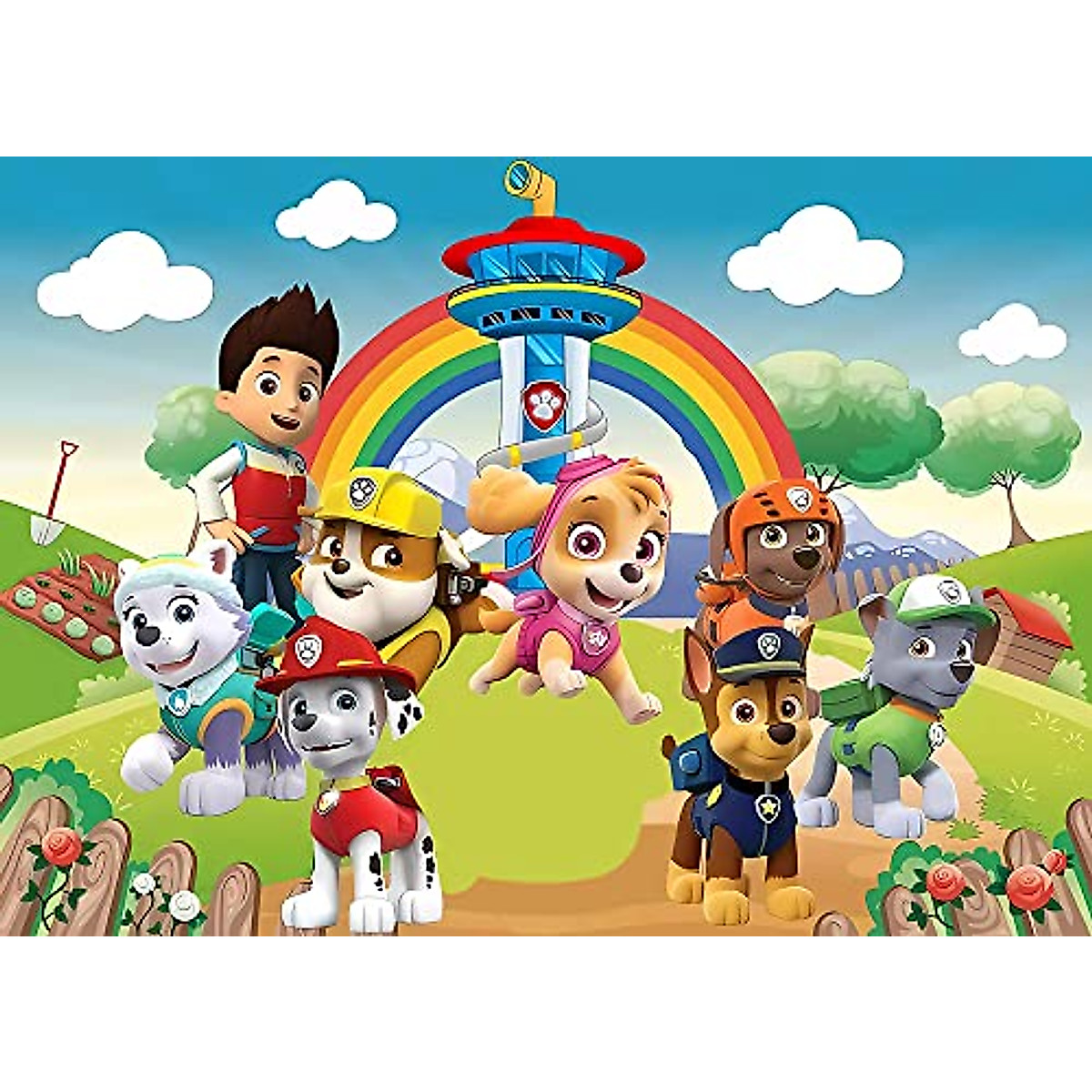 Dog Backdrop Rainbow Cartoon Background Kids Party Banner Photography Decortions Props 60x40 in