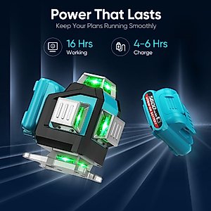 Laser Level, Elikliv Laser Level 360 Self Leveling, 200Ft Green Laser Level Lines Tool, 4x360° Cross Line Laser, Self Leveling Laser Level for Construction＆Picture Hanging,Rechargeable Batterie(16Hrs)