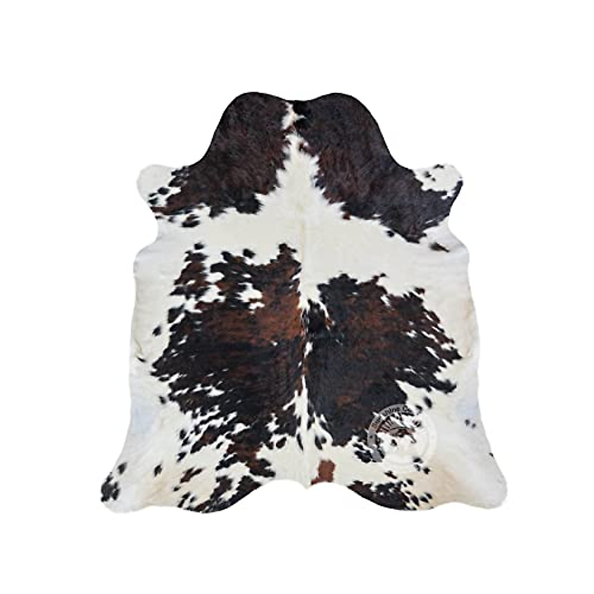 Genuine Tricolor Cowhide Rug Cow Skin Leather Area Rug XL 6 x 7 - 8 ft.