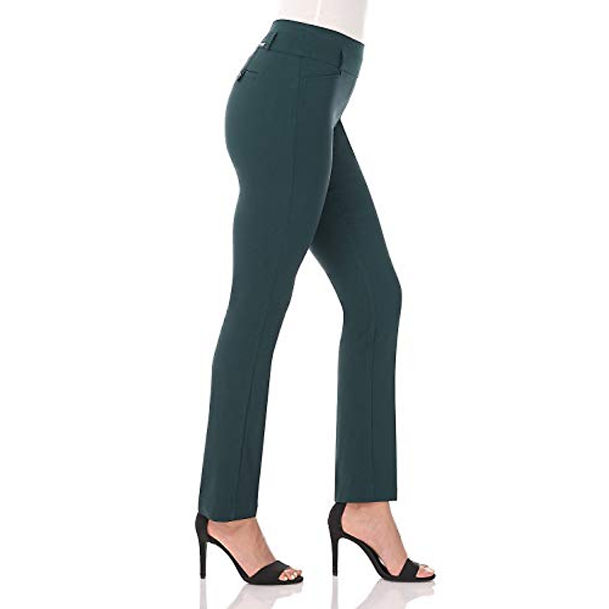 Rekucci Women's Ease into Comfort Stretch Slim Pant (6, Hunter Green)
