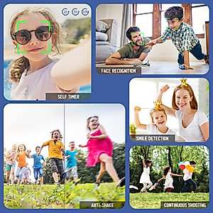 Digital Camera for Kids, 2.7K Digital Camera for Teens, Boys and Girls, 16X Digital Zoom Camera with 32GB SD Card and 2 Batteries (Blue)