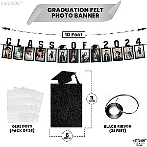 KatchOn, Black Graduation Photo Banner 2024 - Large, 10 Feet | Felt Class of 2024 Banner for 2024 Graduation Party Decorations | Graduation Picture Banner for Graduation Decorations Class of 2024