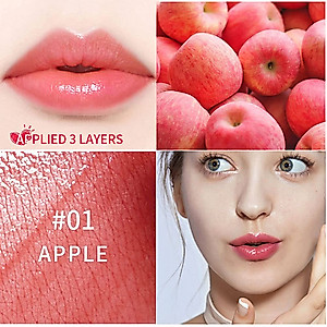2 Colors Lip Tint Stain, Plump Lip Gloss Moisturizing Tinted for Cheek & Lip, Long lasting, Glossy Korean Mini Liquid Lipstick, Easy Apply