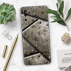 DesignSkinz Bolted Steal Plates V2 Protective Vinyl Decal Wrap Skin Cover Compatible with The Samsung Galaxy S20 (Screen Trim & Back Glass Skin)