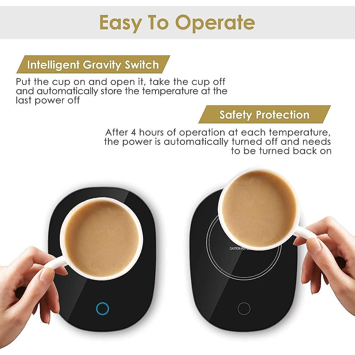 Coffee Mug Warmer, Smart Cup Warmer for Desk with Auto Shut Off, Electric Beverage Warmer, Candle Wax Cup Warmer Heating Plate for Women Valentine's Day Gifts Tea, Water, Cocoa