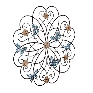 Homebeez Metal Wall Decor- Butterfly Wall Sculpture Flower Wall Hanging Art Decorations for Front Porch Living Room Bedroom Office Indoor Outdoor Garden (Butterfly-3)