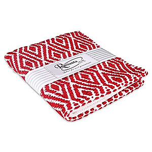 Ramanta Home 100% Cotton Diamond Rug 21x34 Hand Woven Reversible Washable Rug - Red,Farmhouse Bathroom Rugs,Entry Rugs,Rugs for Living Room,Rag Rug,Kitchen Rug Cotton,Machine Washable Rug,Woven Rug