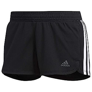 adidas Women's Training 3 Stripe Knit Shorts,Black/White, Medium
