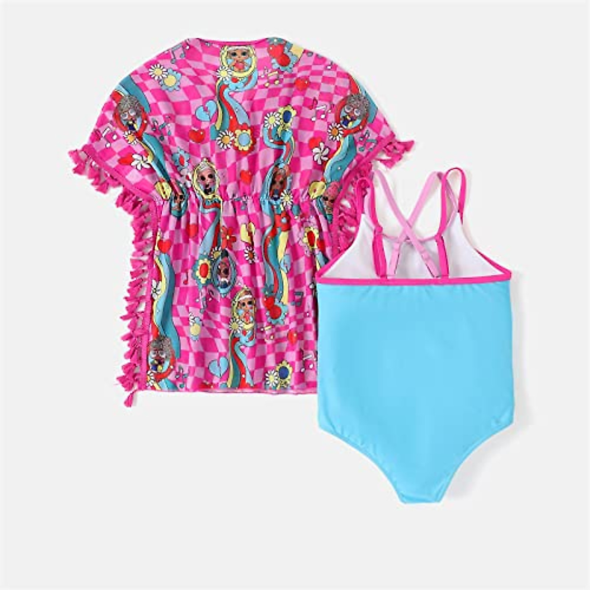 L.O.L. Surprise! Kids Girls One Piece Swimsuit Swimwear Cover Up Set Cartoon Printed Bikini Bathing Suit 9-10 Years