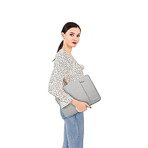 MOSISO Laptop Sleeve Bag Compatible with MacBook Air 15 inch M2 A2941 2023/Pro 15 A1990 A1707, 15 Surface Laptop 5/4/3,Dell XPS 15,HP Stream 14 inch, Polyester Vertical Case with Pocket, Gray