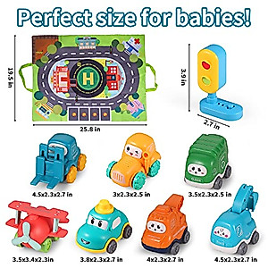 ALASOU Baby Truck Car Toy and Playmat Storage Bag(7 Sets)|Baby Toys 12-18 Months|Infant Toys for 1 2 3 Year Old boy Girl|1st Birthday Gifts for Toddler Toys Age 1-2