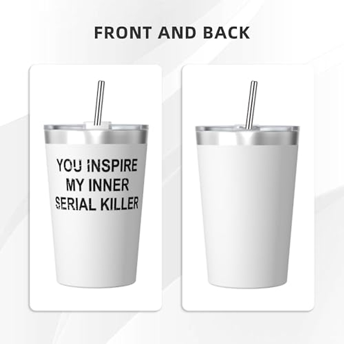 You-Inspire-My-Inner-Serial-Killer-Gifts For Women Men 12oz Travel Coffee Mug Tumbler with Flip Lid Reusable Insulated Stainless Steel Cold Brew Iced Coffee Cup Thermos-YYY
