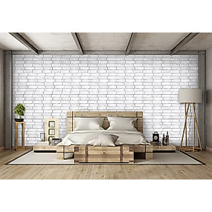 CONCORD WALLCOVERINGS ™ 3D Wall Panels, Pack of 1 - Old Brick Design in White, Realistic Textured PVC Panels, 3D Decorative Wall Coverings, 17.5" x 23.75", Covers 28.86 sq.ft., Model 571OG