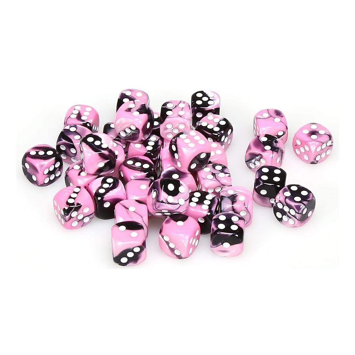 Chessex Dice d6: Gemini Black & Pink with White - 12mm Six Sided Die (36)