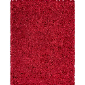 Rugs.com Infinity Collection Solid Shag Area Rug 9' x 12' Merlot Shag Rug Perfect for Living Rooms, Large Dining Rooms, Open Floorplans