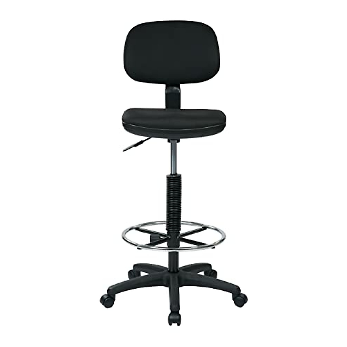 Office Star DC Series Adjustable Drafting Chair with Foot Ring and Sculptured Foam Seat, Icon Black Fabric