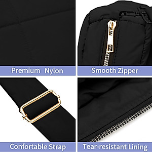 NAARIIAN Quilted Tote Bags for Women Lightweight hobo crossbody shoulder bag Padded Down Cotton Large handbag(Black L)