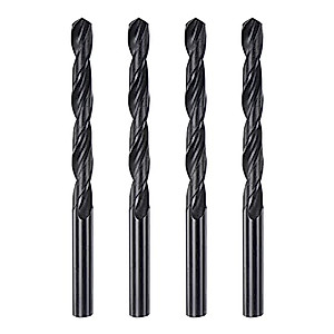 uxcell 6542 High Speed Steel Straight Shank Twist Jobber Drill Bit, Fully Ground Black Oxide Drill Bits 8.8mm Drill Diameter 123mm Total Length 4 Pcs