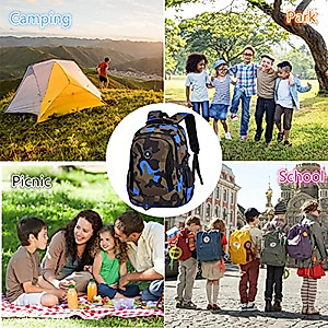 Yvechus Camo Backpack Set with Lunch Bag Lightweight Waterproof School Backpack Bookbag for Boys Girls (C-Style Camo Blue)