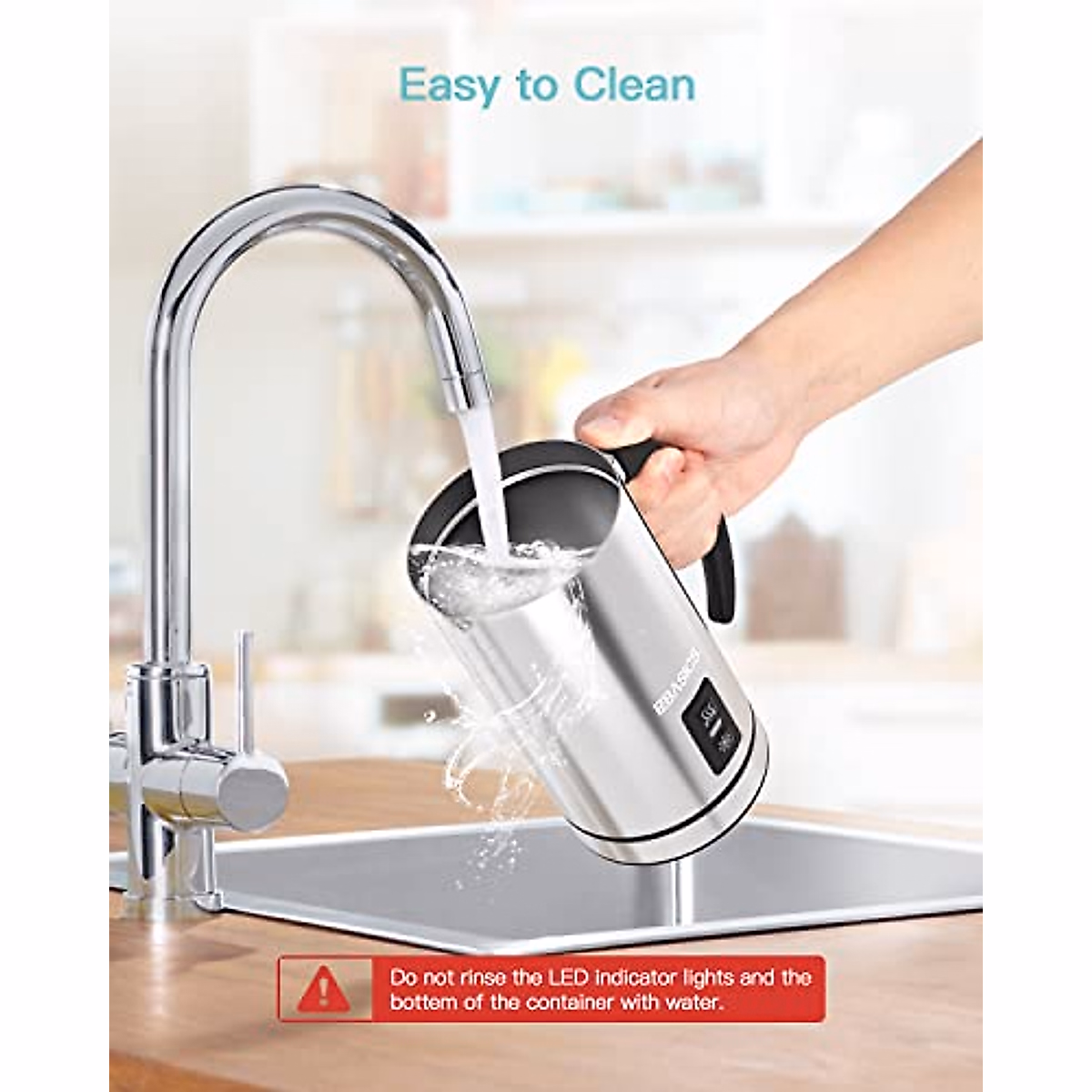 EZBASICS 236ml Stainless Steel Electric Milk Frother for Frothing and Heating Milk