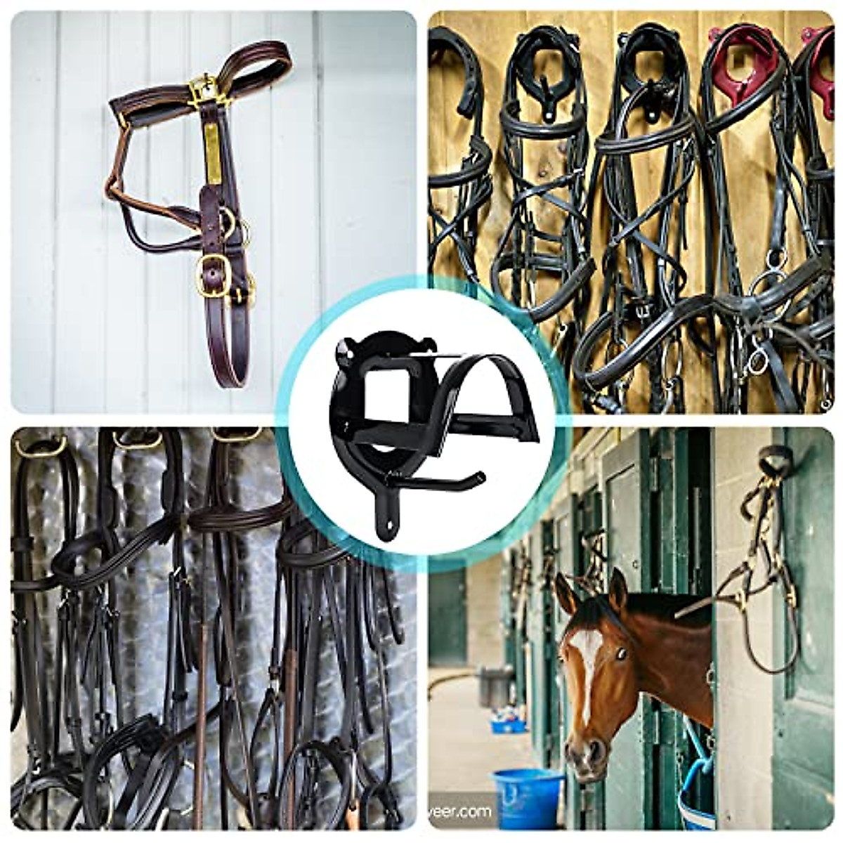 Yoiemivy 8 Packs Horse Bridle Rack Heavy Duty Horse Tack Storage Metal Horse Halter Hanger Wall Mounted Bridle Bracket with Tubes and Screw for Horse Barn