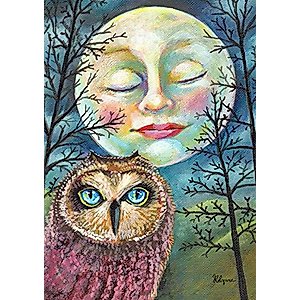 Toland Home Garden 12x18 Inch Double Sided Garden Flag Fall Flag, Moonlit Owl Fall Garden Flag For Outdoor Yard Decoration