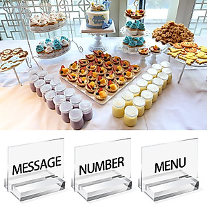 BENBO Acrylic Stands Place Card Holders, 5 Pieces Clear Acrylic Sign Holder Table Number Stands Holder Stands with Card Slot, Card Display Stand for Table Wedding Photos Office Menu Meeting