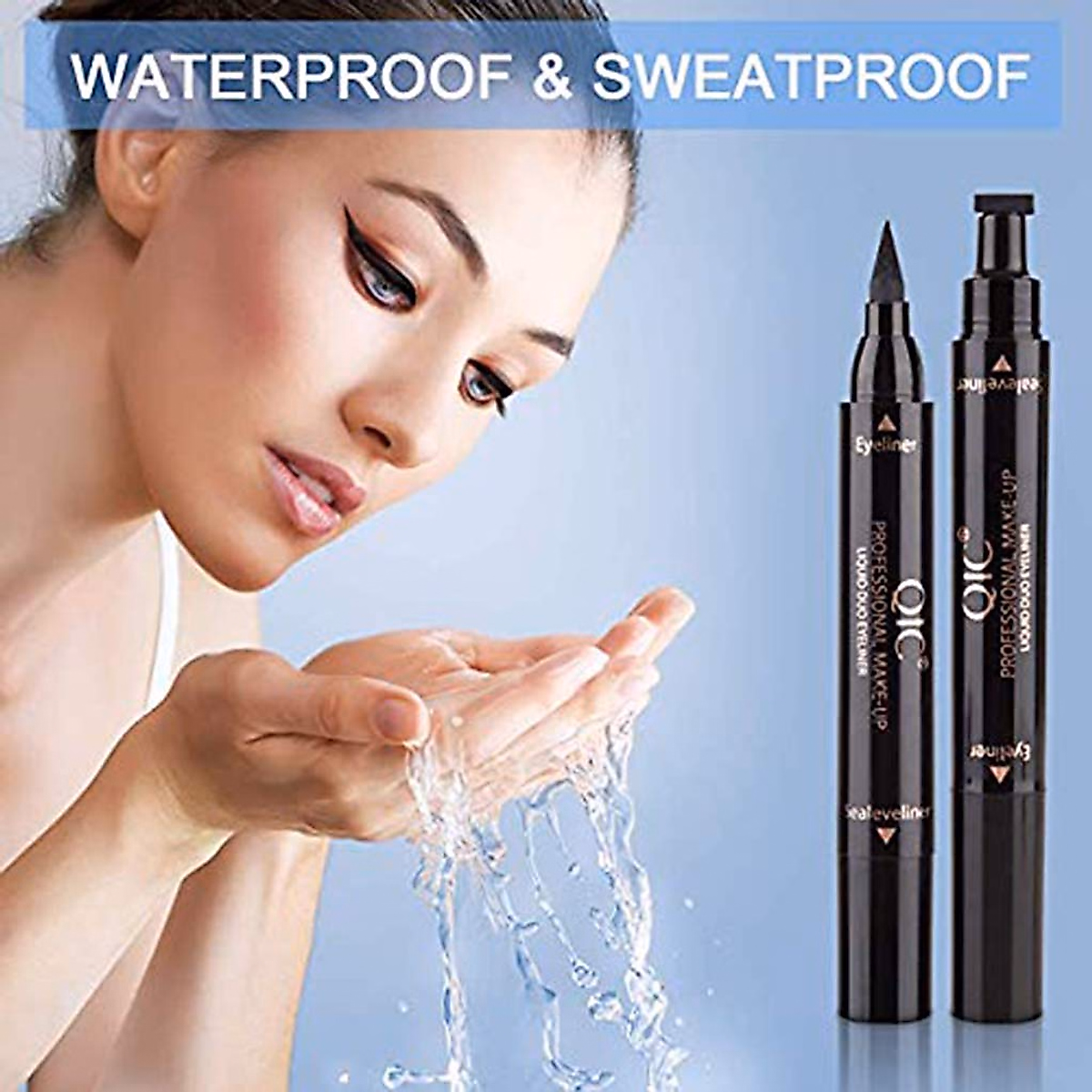 Winged Eyeliner Stamp-2Pens,Long Lasting Liquid Eyeliner Pen Waterproof Vamp Style Wingliner For Cat Eye