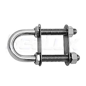 SeaLux Marine Boat Bow Eye Stern Eye U Bolt Tie Down 3/8" Stock, 4" Overall Length, 2-1/2" Thread Length with Hex Nuts and washers-SL878805849