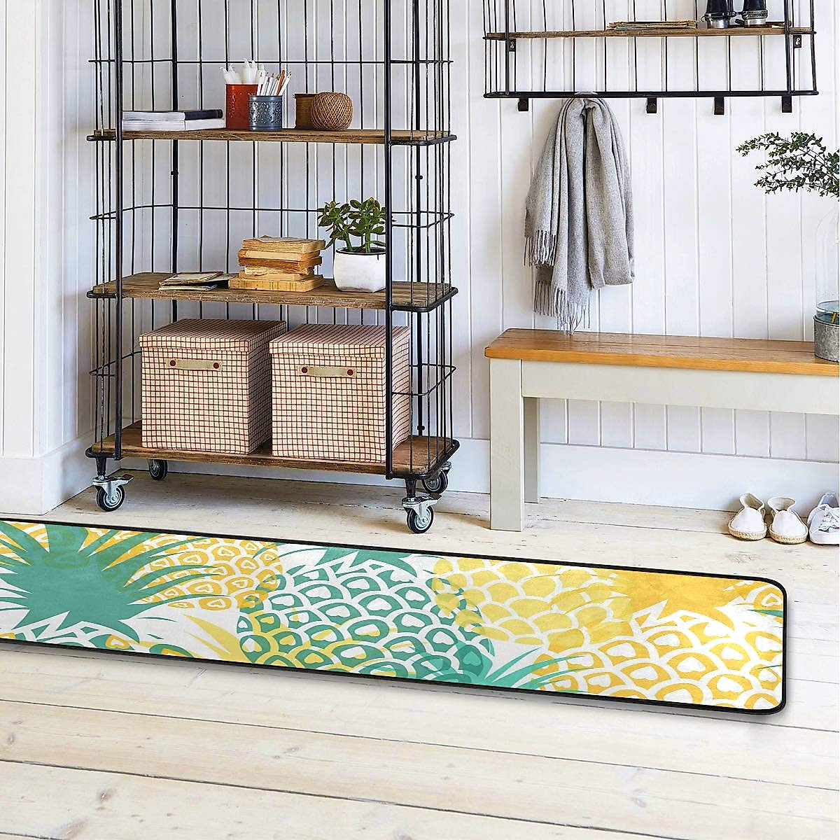 Pineapple Tropical Fruit Kitchen Rugs Non-Slip Soft Doormats Bath Carpet Floor Runner Area Rugs for Home Dining Living Room Bedroom 72" X 24"