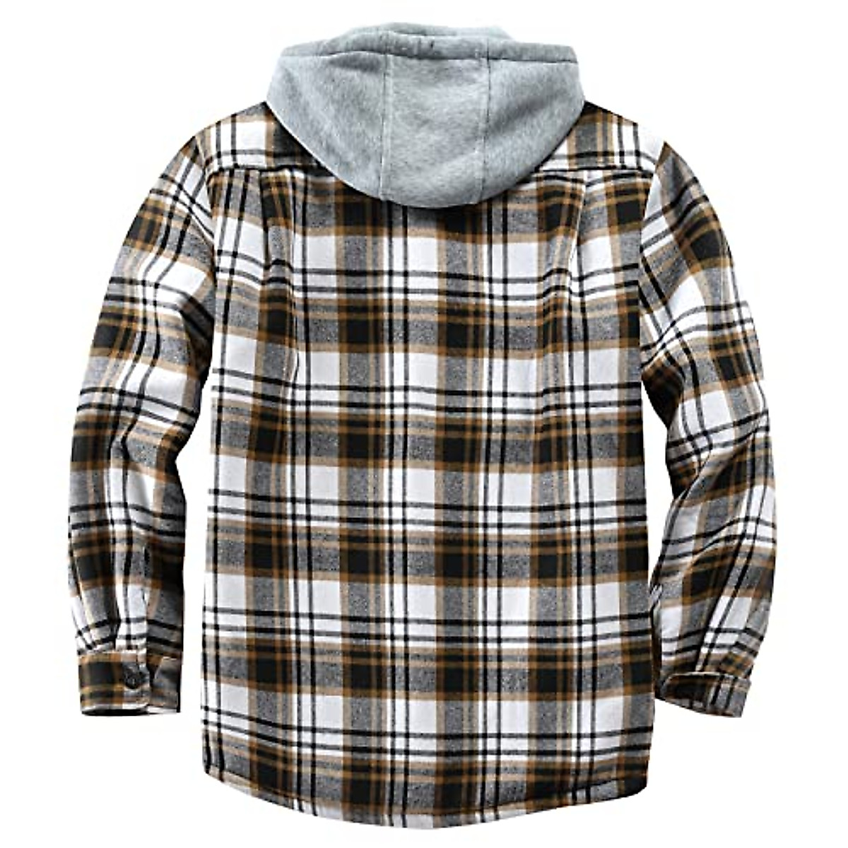 Derbars Men's Sherpa Lined Winter Jackets Warm Camp Hooded Flannel Shirt for Men Khaki Medium