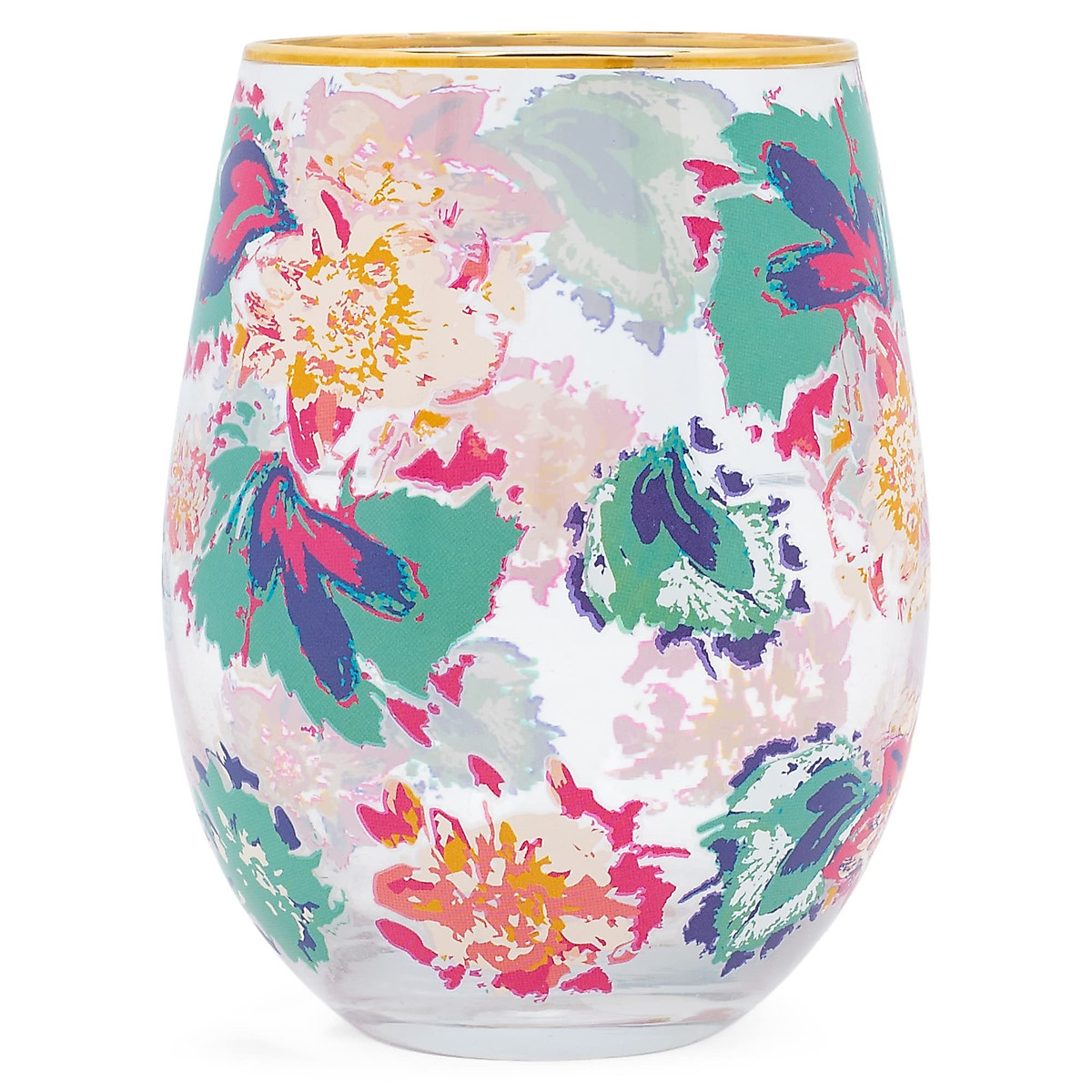 Mary Square 29284 Pink Peony Sorbet 8 ounce Glass Stemless Wine Tumbler Drinking Glass for Wine and Spirits