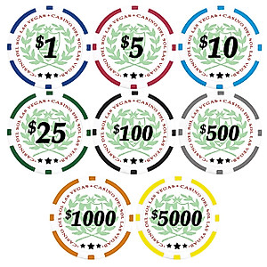 DA VINCI 50 Black Casino Del Sol 11.5 Gram Poker Chips with 100 Dollar Denomination